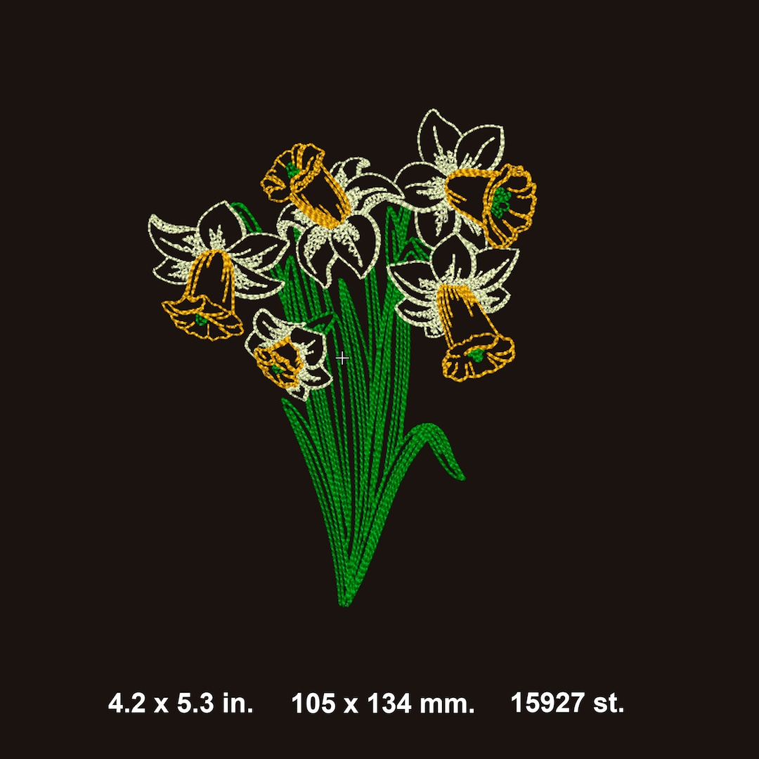 Daffodil Machine Embroidery Design Wildflower Machine Embroidery ...
