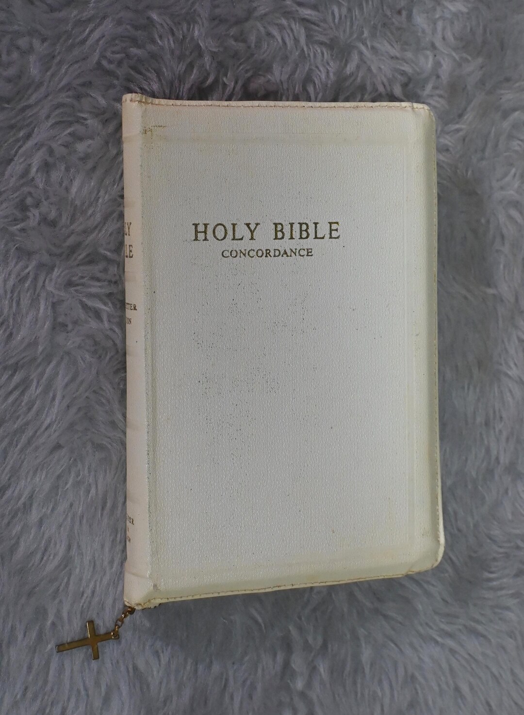 Holy Bible Concordance White Leather Cover With Zipper Harper and Row ...