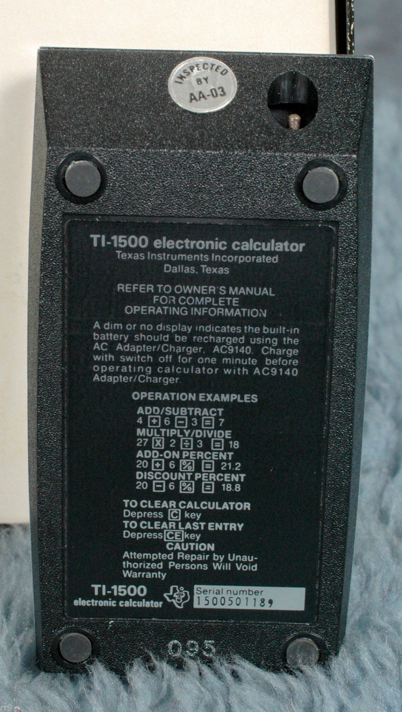 Texas Instruments TI-1500 Electronic Calculator with Box | Etsy