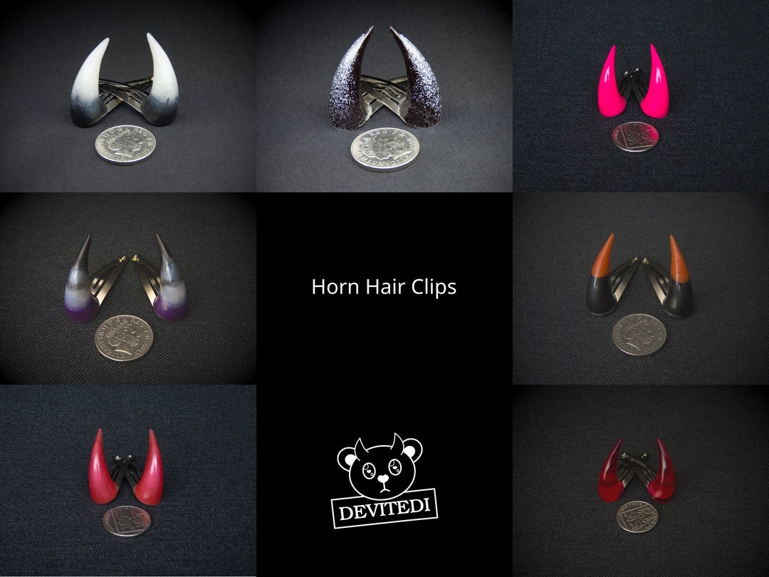 Horn Hair Clips Devil Oni Demon Horns Tiny Mini Hairclips - Etsy