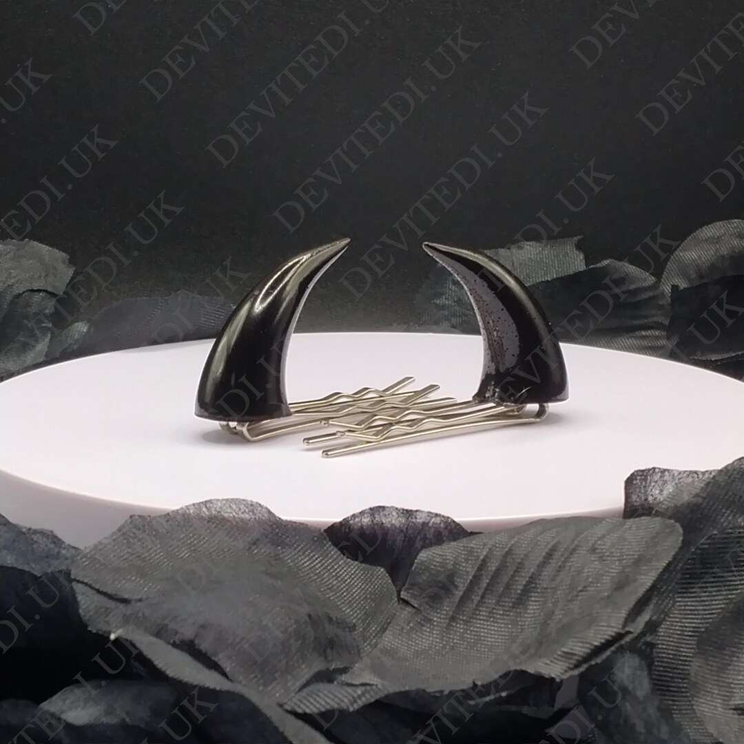 Black Wig Horn Clips Devil Oni Demon | Horns Tiny Mini Hairclips | for ...