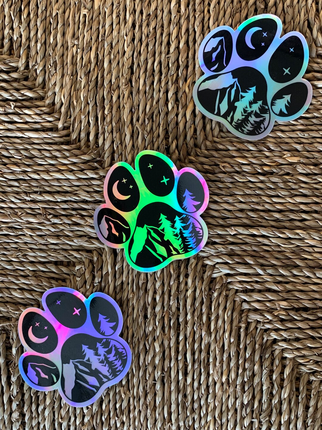 Holographic Adventure Dog Paw Sticker | Hiking Dog Decal | Laptop ...