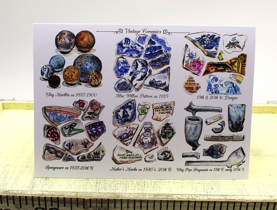 Vintage Ceramics Identification Art Greeting Card- From My Original Oil ...