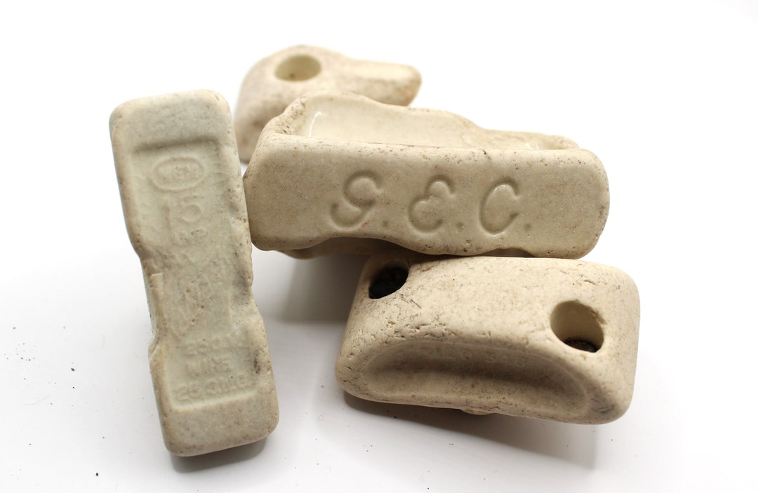 4 Vintage Sea Worn Ceramic /porcelain Scottish Electrical Insulators ...