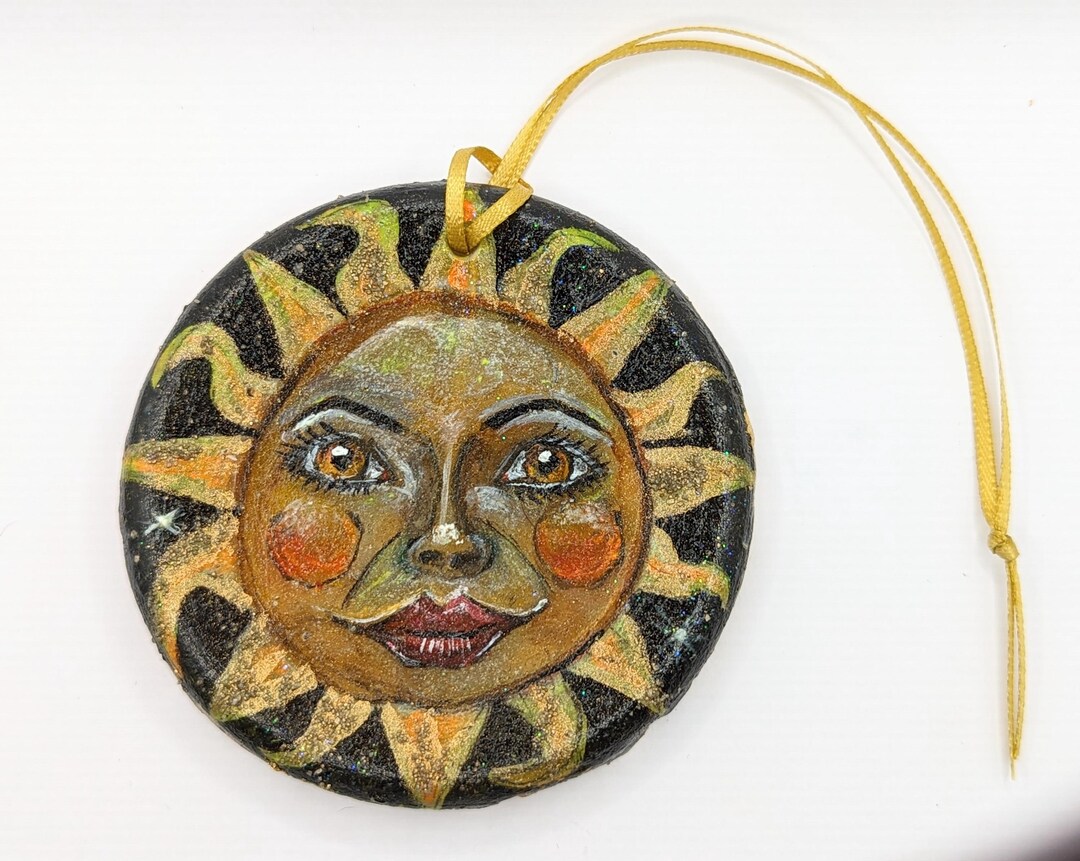 Sea Glass Sun Face Suncatcher Christmas Tree Decoration Original Art ...