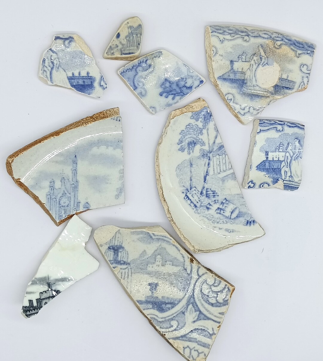 Sea Worn Classical, Castles, Creatures, & Statues Blue White ...