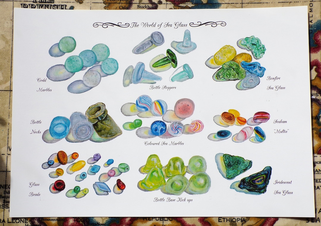 Sea Glass Identification Art Greeting Card- From My Original Oil ...