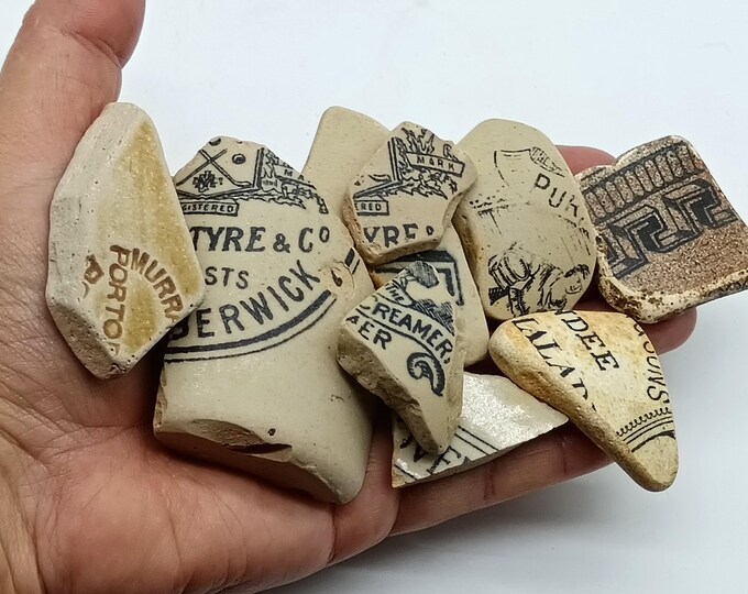 9 Stoneware Advertising Earthenware Vintage Sea Pottery Sherds Some ...