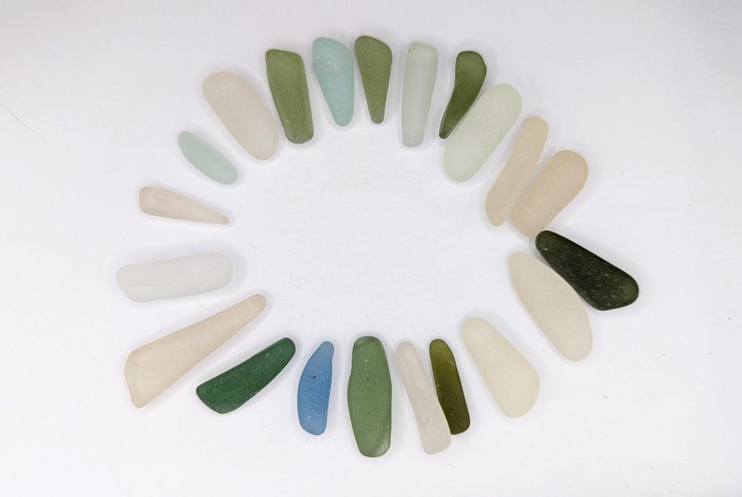 21 Smaller Clear, Green & Seafoam Lozenge Bar Shaped Sized Scottish Sea ...