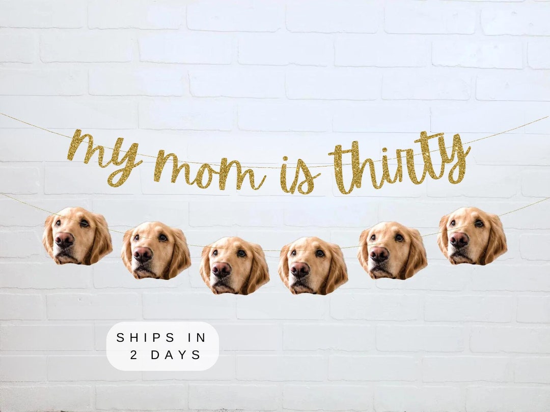 30th Birthday Banner & Custom Dog Garland: Photo Birthday Decorations ...