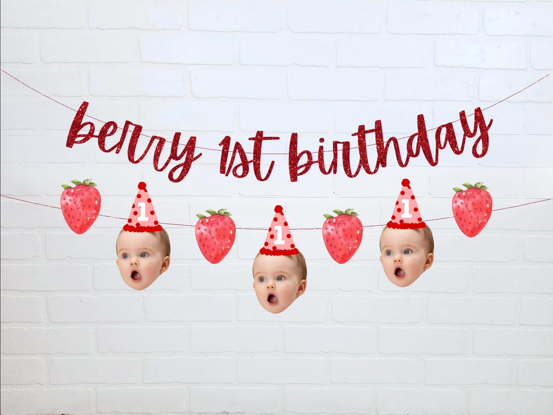 Berry 1st Birthday Banner + Faces DUO | 1st Birthday Berry Theme | 1st ...