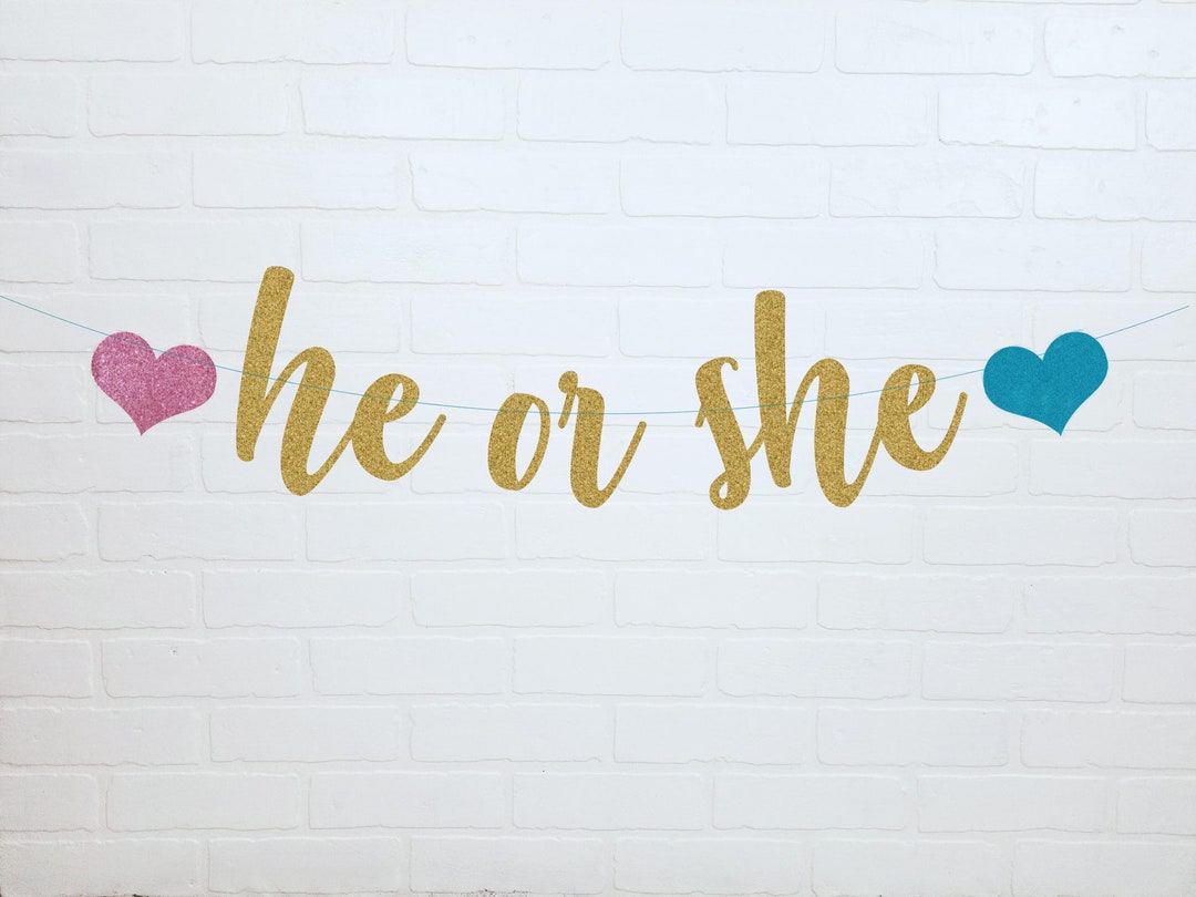 He or She He or She Banner Boy or Girl Boy or Girl Banner Gender Reveal ...