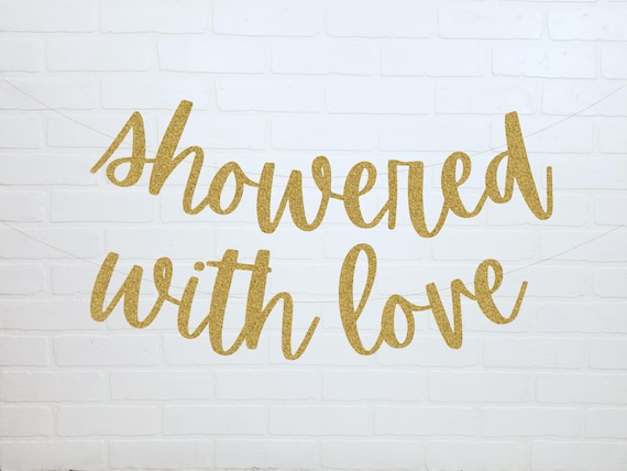 Showered With Love Banner Bridal Shower Decorations Baby - Etsy