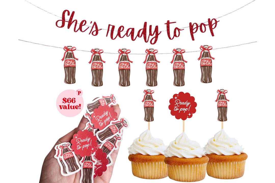 She's Ready to Pop Baby Shower Decorations Kit | Retro Soda Baby Shower ...