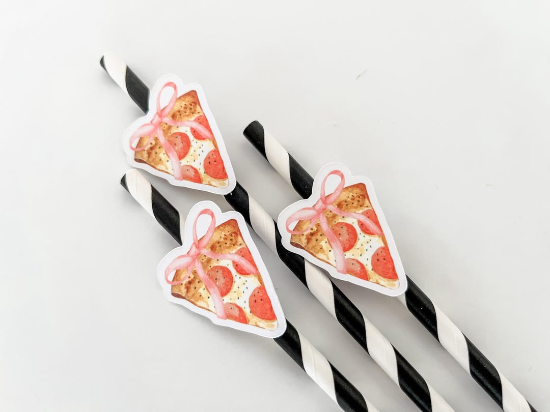 Pizza Party Straws: Cardstock Pizza Slice Decorations - Etsy
