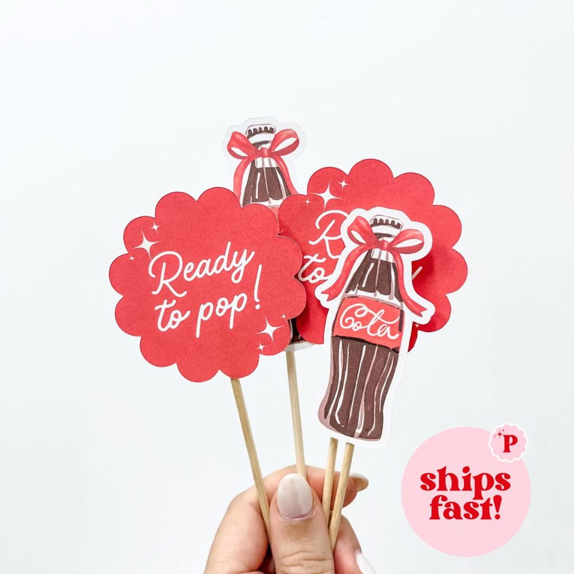 She's Ready to Pop Cupcake Toppers | Soda Theme Baby Shower - Etsy