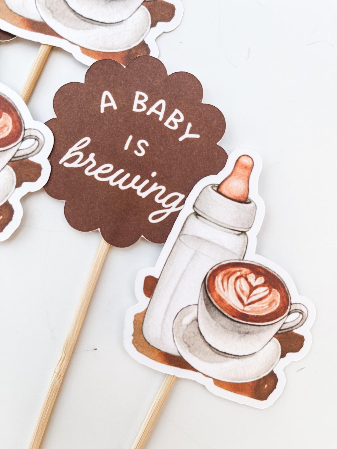 A Baby is Brewing XL Cupcake Toppers | Coffee Baby Shower Decorations ...