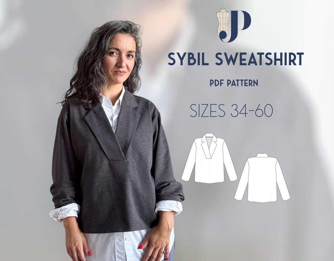 Sybil Sweatshirt Just Patterns PDF Sewing Pattern Size 34-60 - Etsy