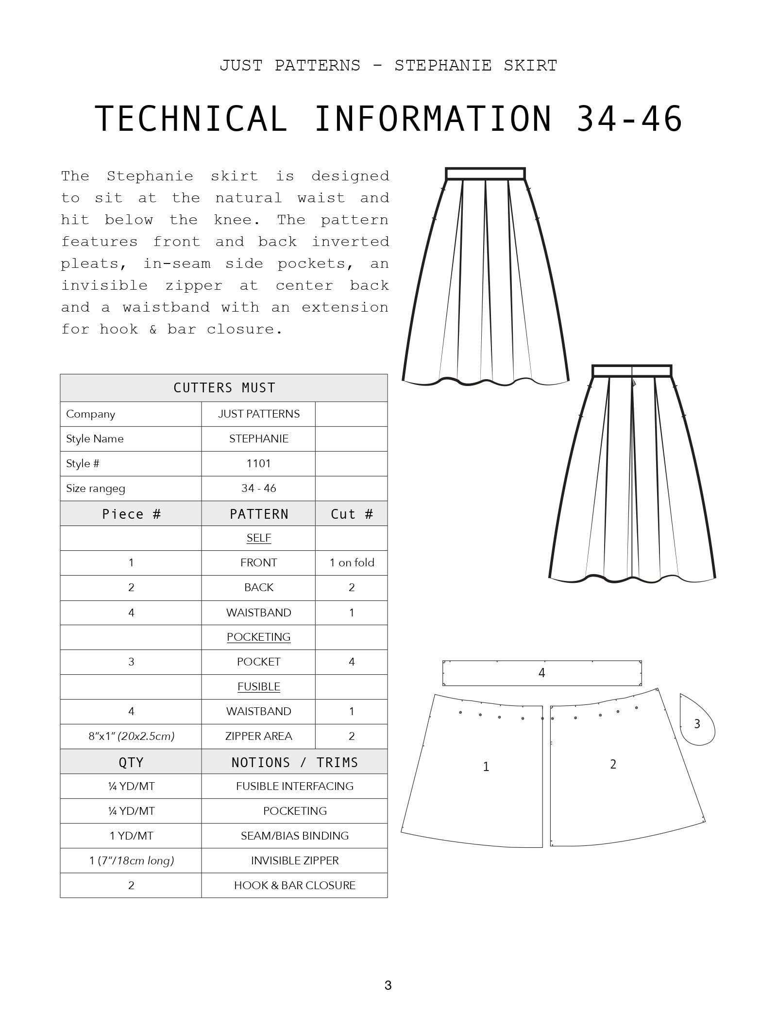 Stephanie Skirt PDF Sewing Pattern Size 34-56 | Etsy Canada