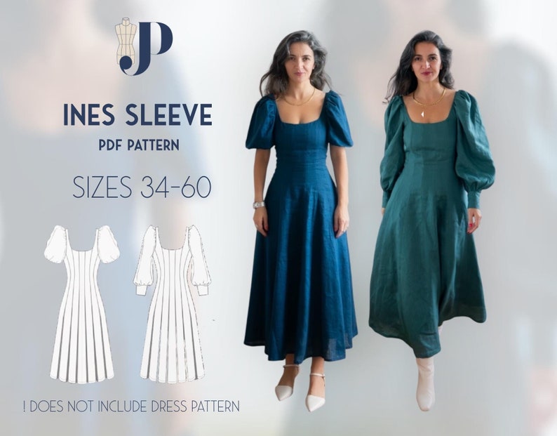 Ines Dress Sleeve Pattern Just Patterns PDF Pattern (pattern Expansion ...