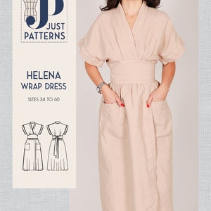 Helena Wrap Dress Just Patterns PDF Sewing Pattern Size 34-60 - Etsy