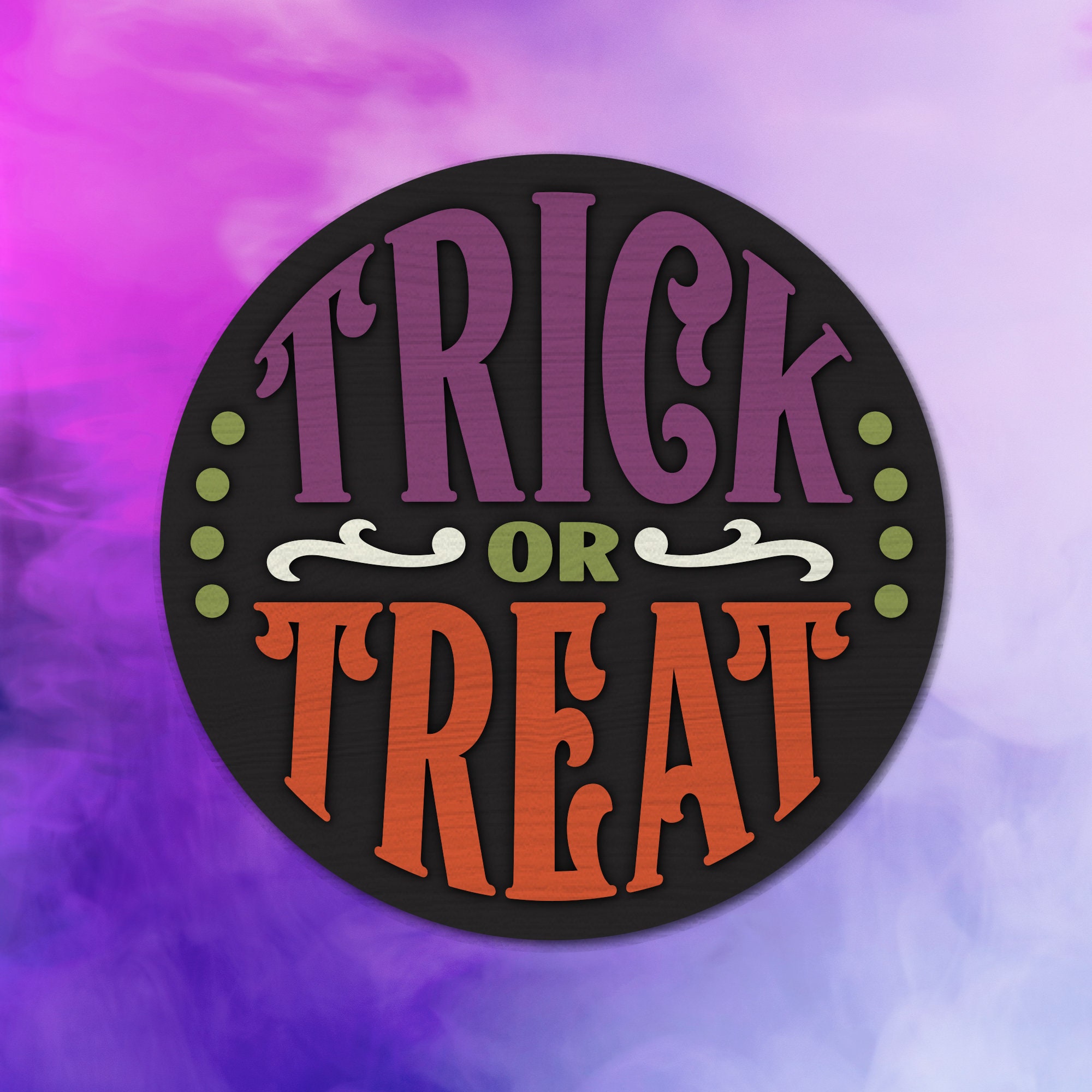 DIGITAL FILE Trick or Treat Round Front Door Sign Svg Circular - Etsy