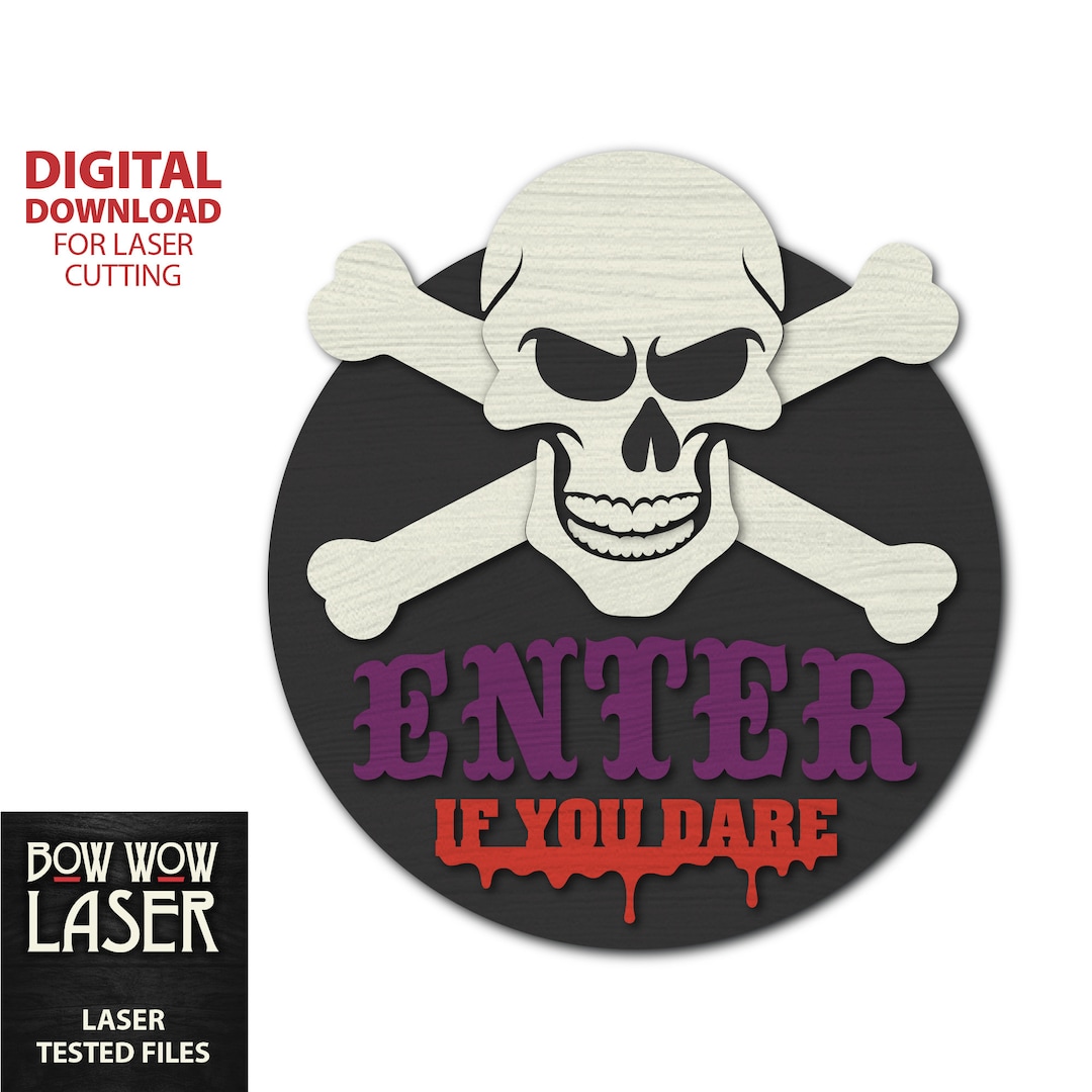 DIGITAL FILE Enter If You Dare Skull and Crossbones Skeleton Round ...