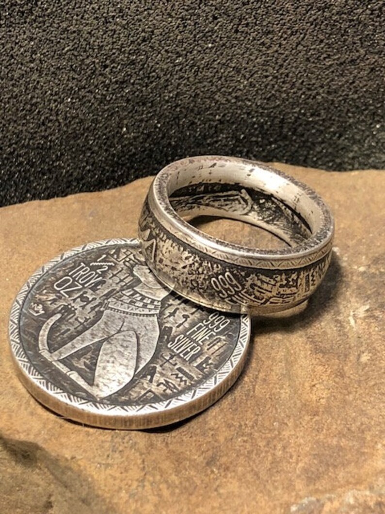 Silver 1/2 Egyptian Cat Silver Round Coin Ring Coinring Rings - Etsy