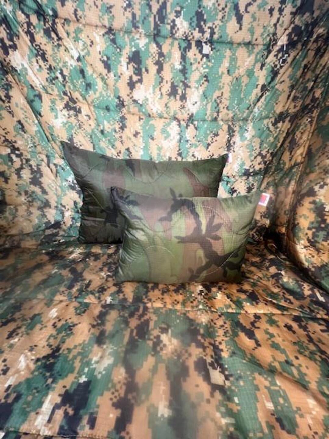 USGI Military Issue Poncho Woobie Liner Nylon Bivy Woodland Camo Pillow ...