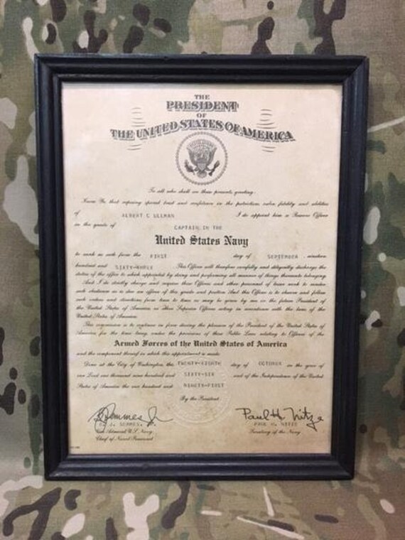 1963 US NAVY Captain Promotion Warrant | Etsy