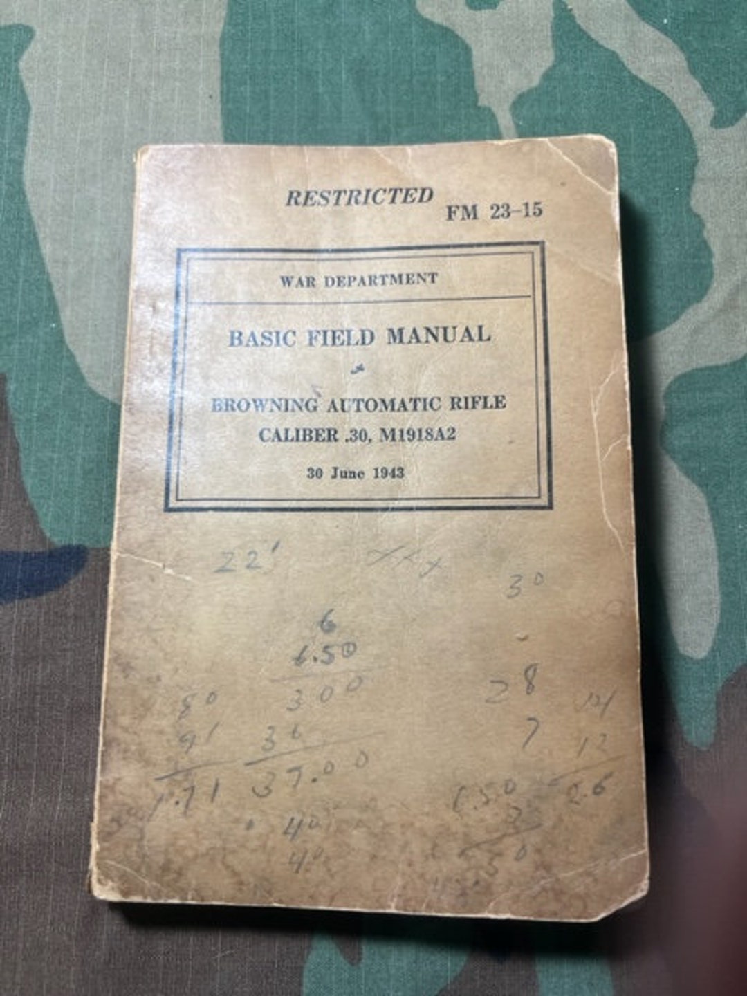 War Department Basic Field Manual Browning Automatic Rifle FM 23 June ...