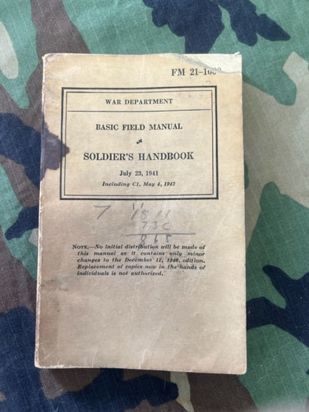 War Department Basic Field Manual Soldier's Handbook FM 21 100 WWII May ...