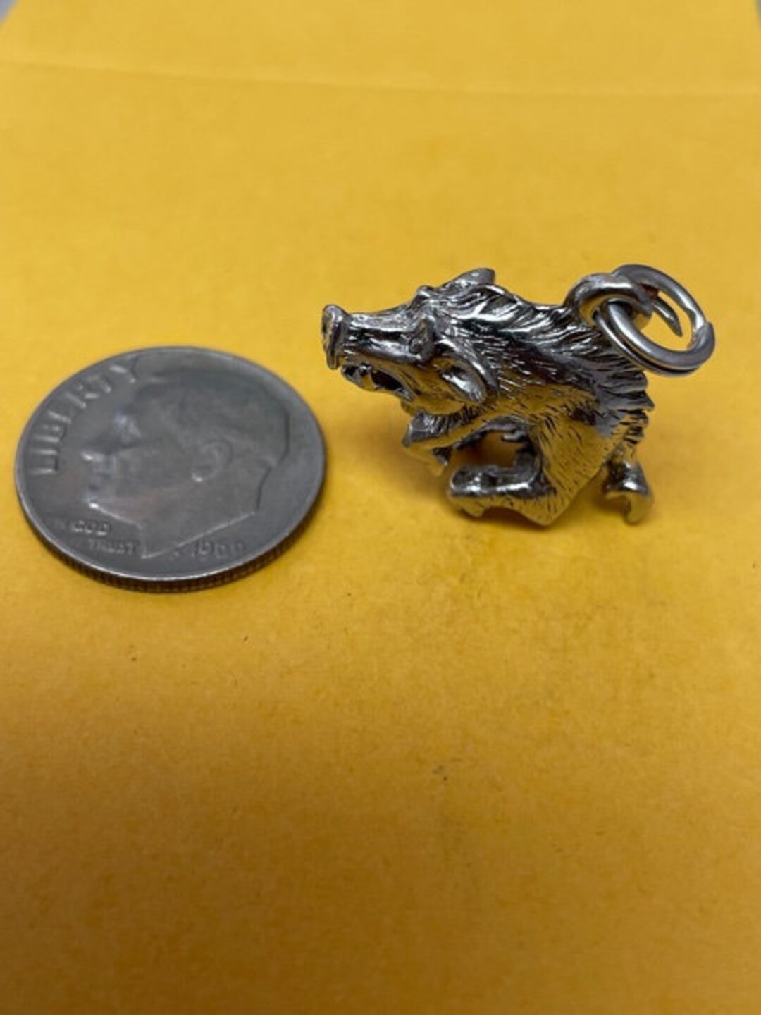 925 Sterling Silver Razor Back Boar Pig Pointer Dog Charm for Bracelets ...