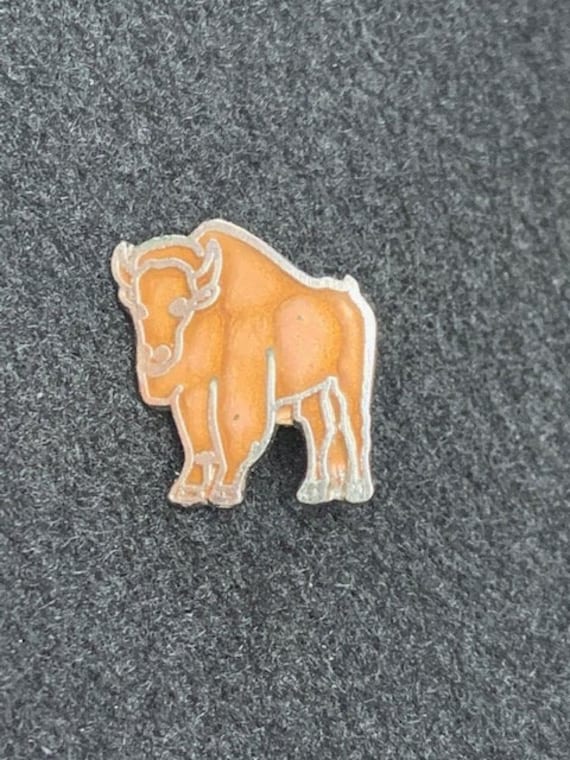 Vintage Enamel Buffalo Pin - Etsy