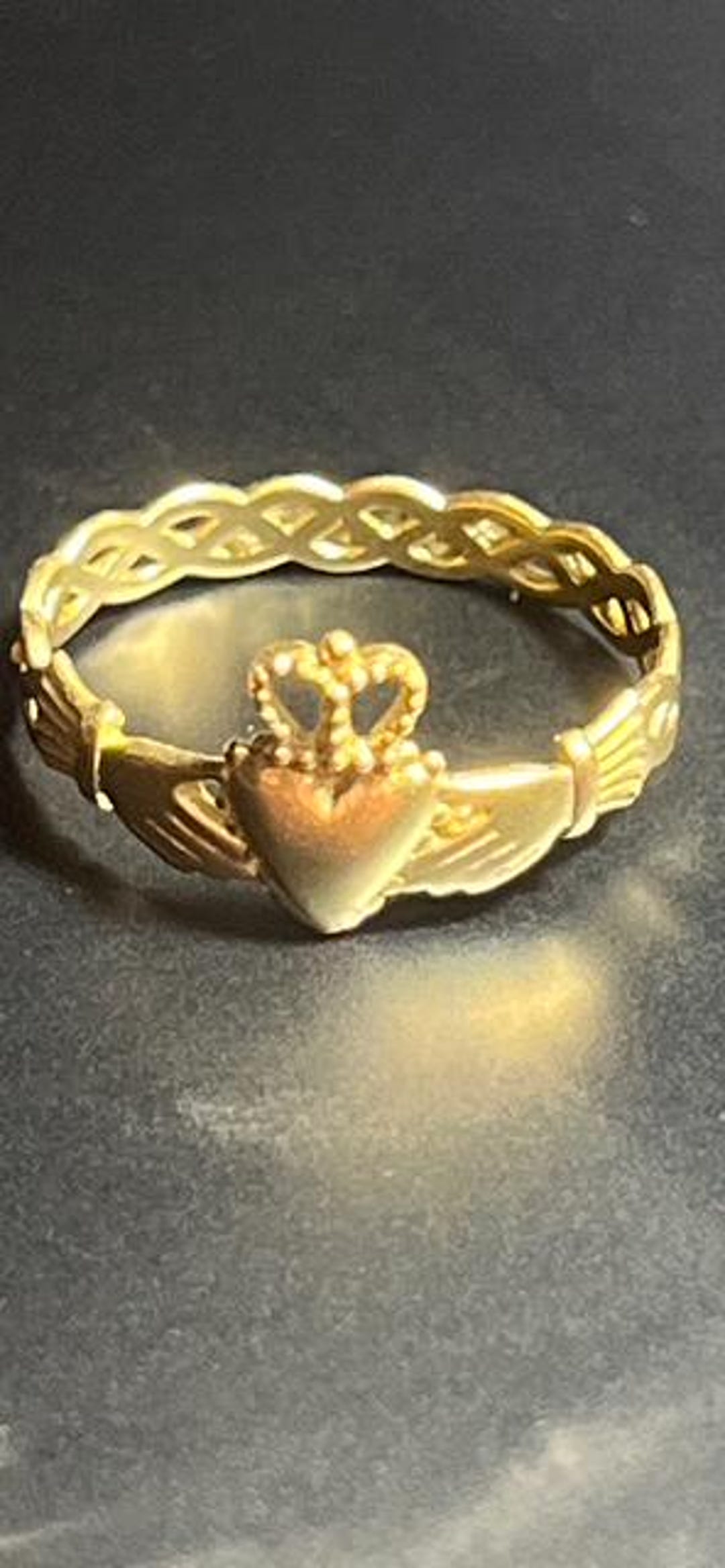 Awesome 14 Kt Gold Claddagh Ring Unisex Size 7 Italy 1728 AR Friendship ...