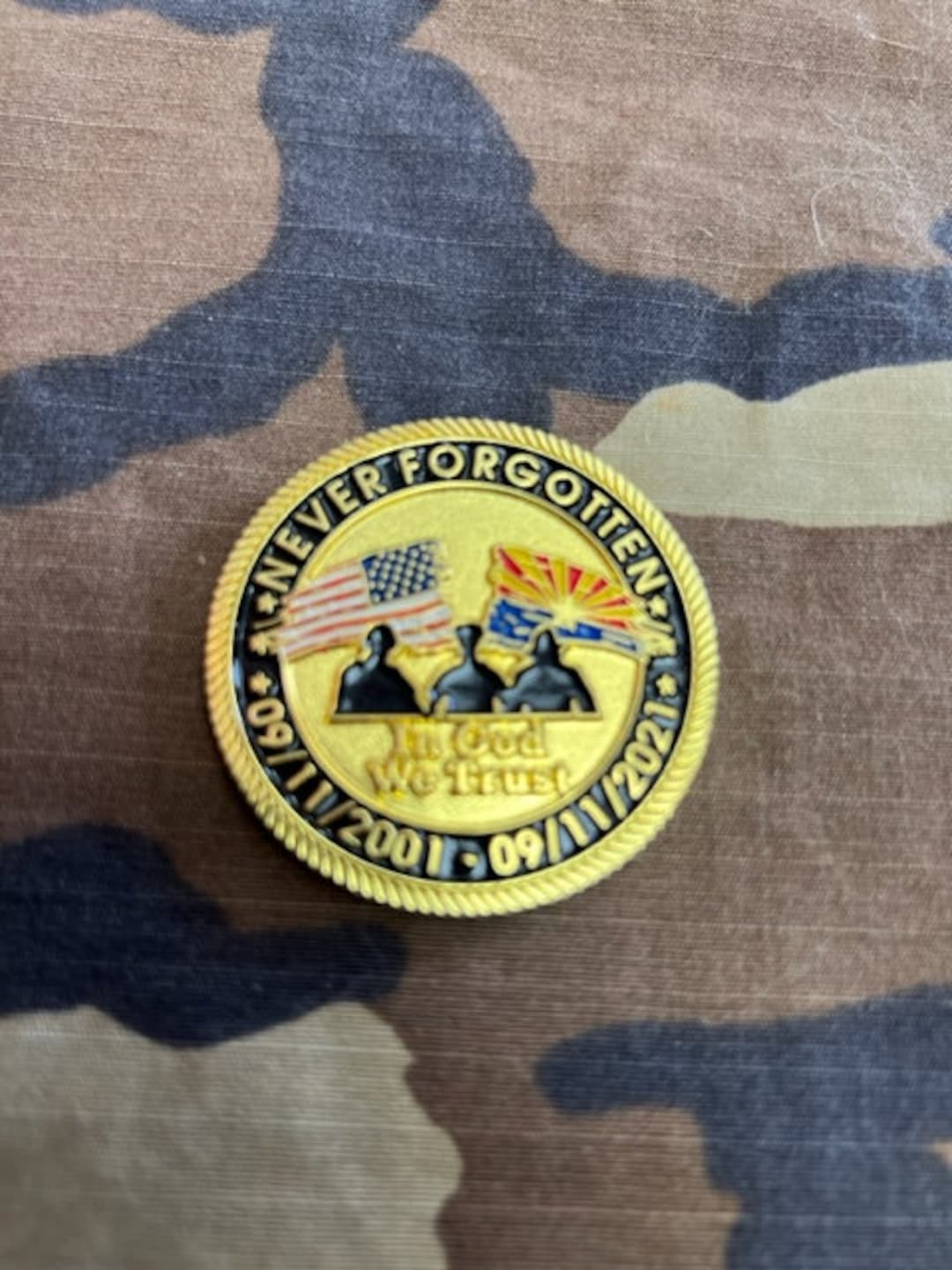 911 Tower Challenge Coin in God We Trust 20th Anniversary Never ...