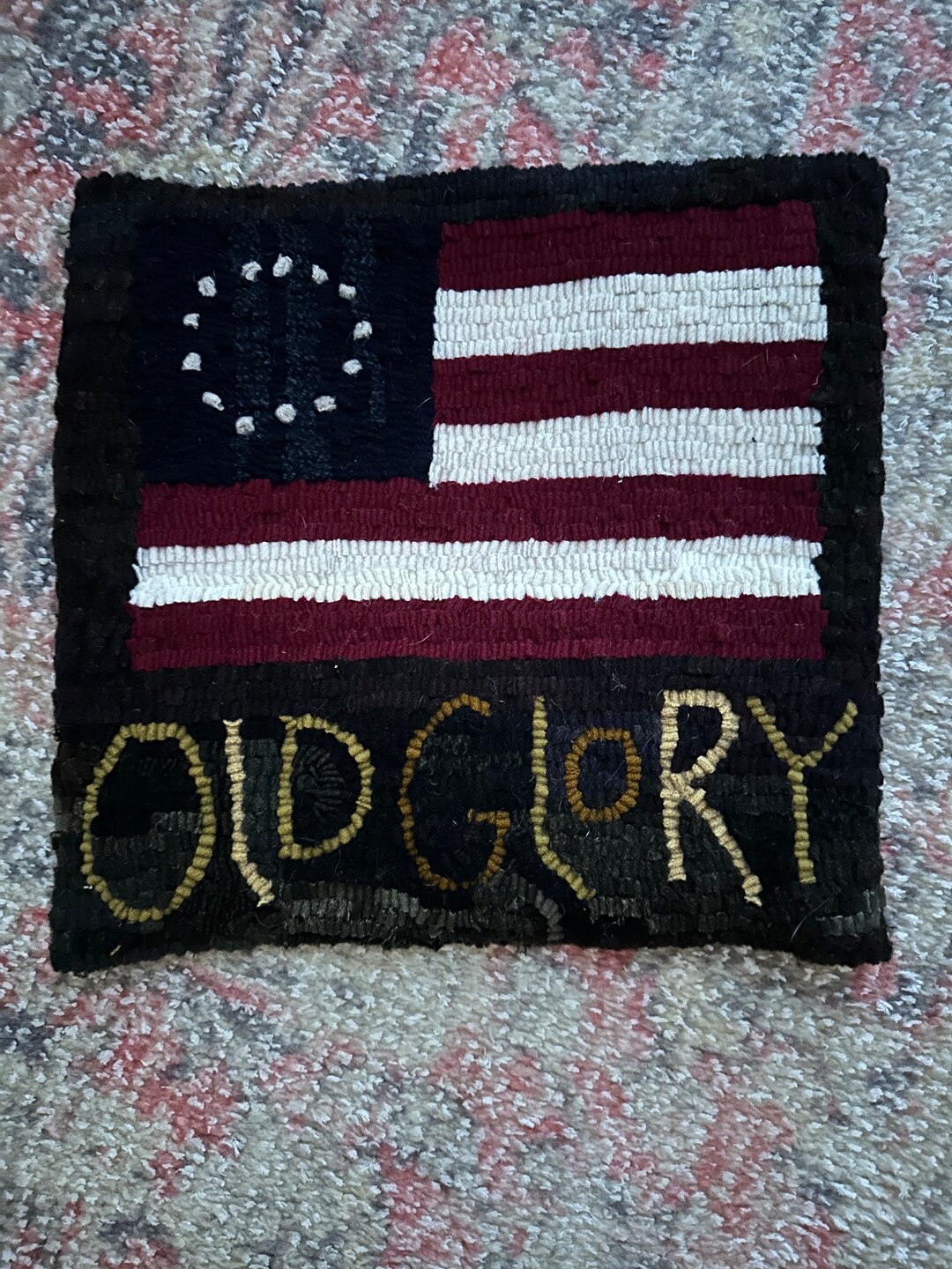 Old Glory Primitive Folk Art Rug - Etsy