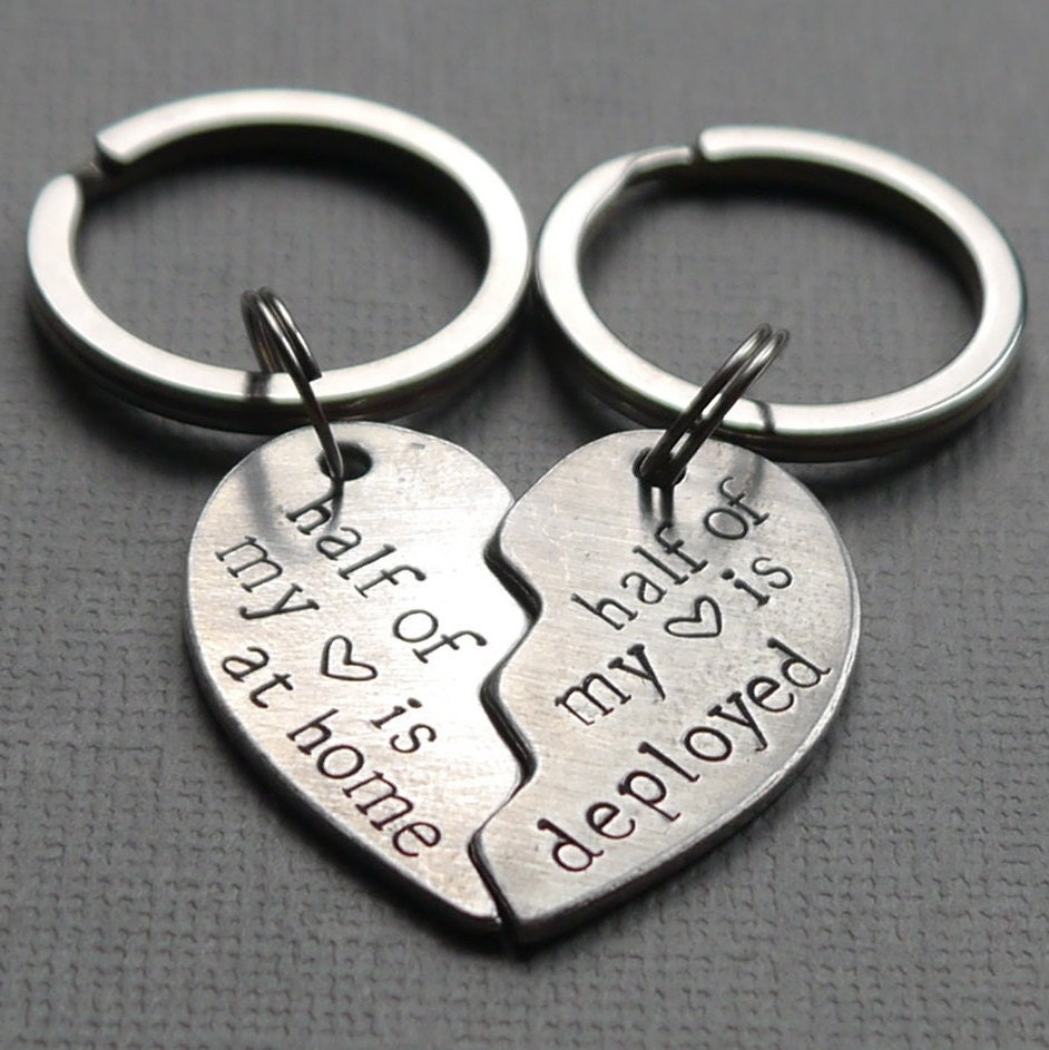 Broken heart deployment keychain set | Etsy
