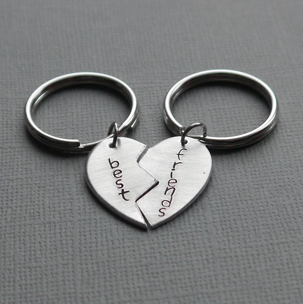 Broken heart best friends keychain set | Etsy