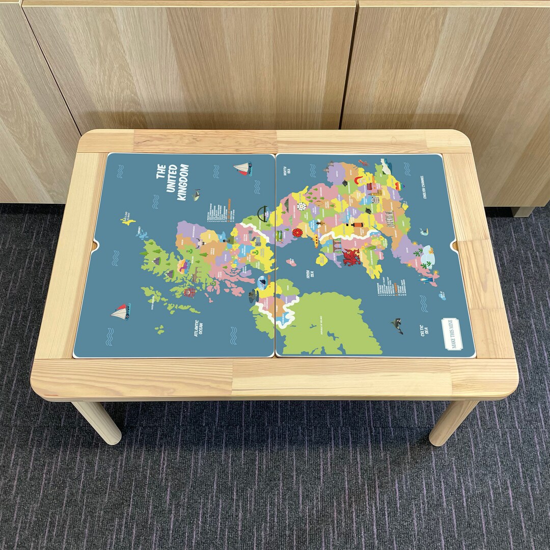 Kids United Kingdom Map Table Top STICKER ONLY Compatible With IKEA ...