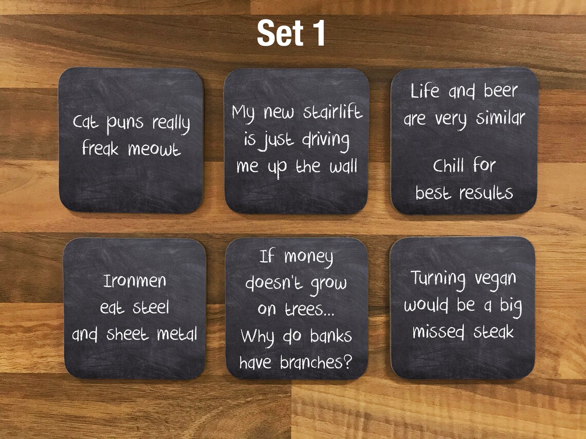 Funny Novelty Chalk Board Effect Coaster Pack of 6 4 Sets - Etsy UK