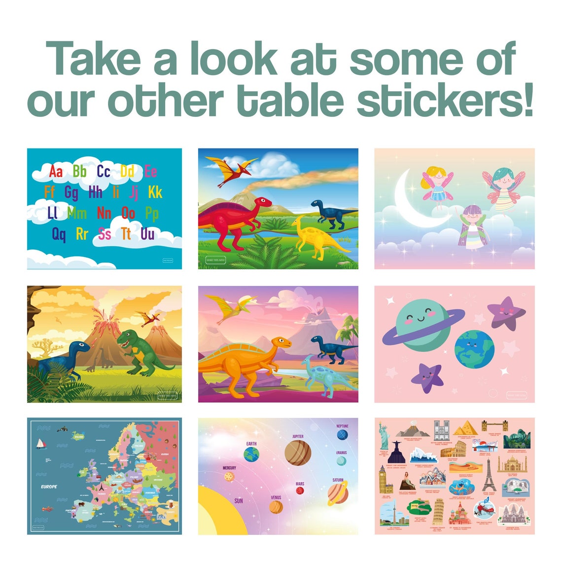 Kids Object Alphabet Table Top STICKER ONLY Compatible With | Etsy