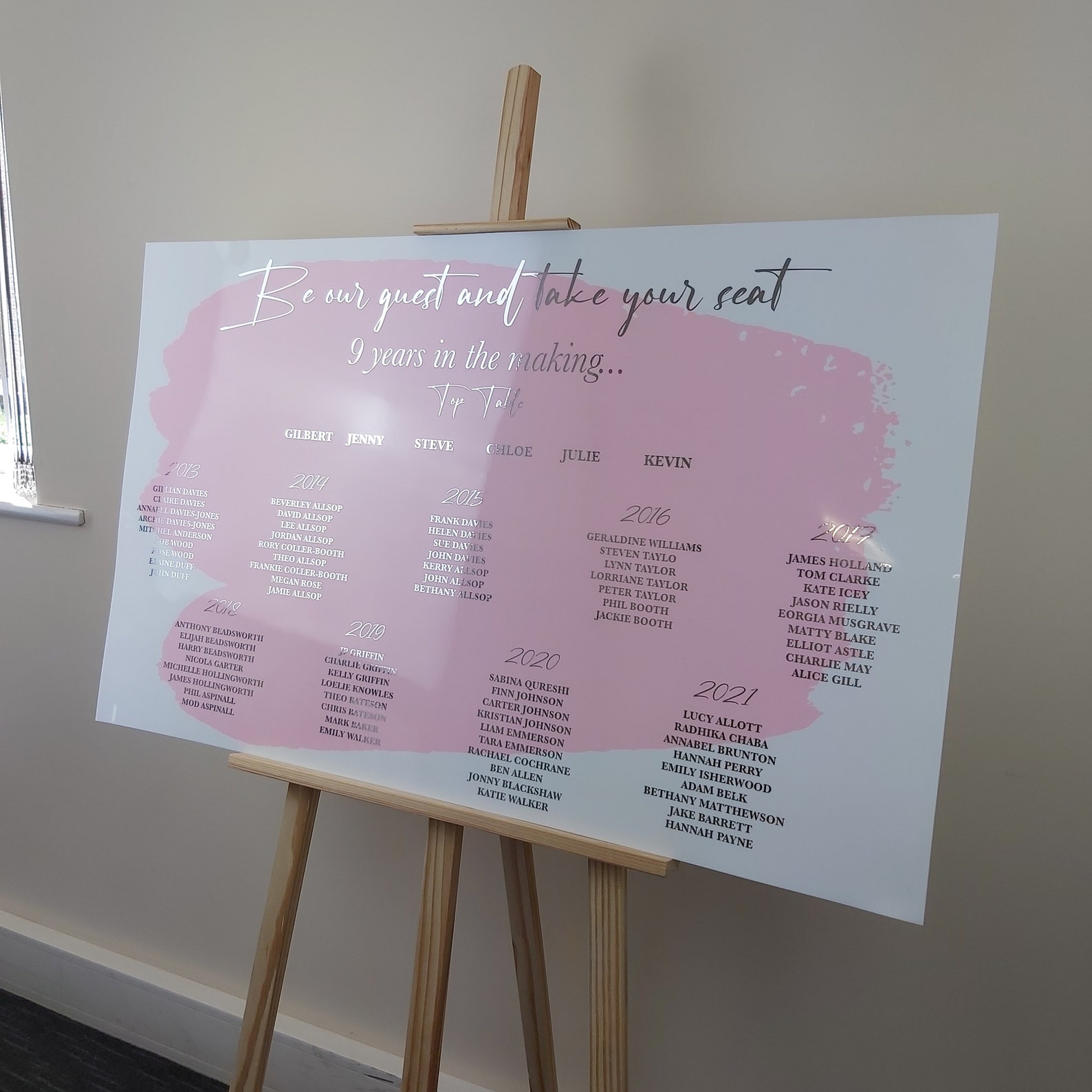 Personalised Perspex Table Plan Wedding Sign, Customisable Colour and ...