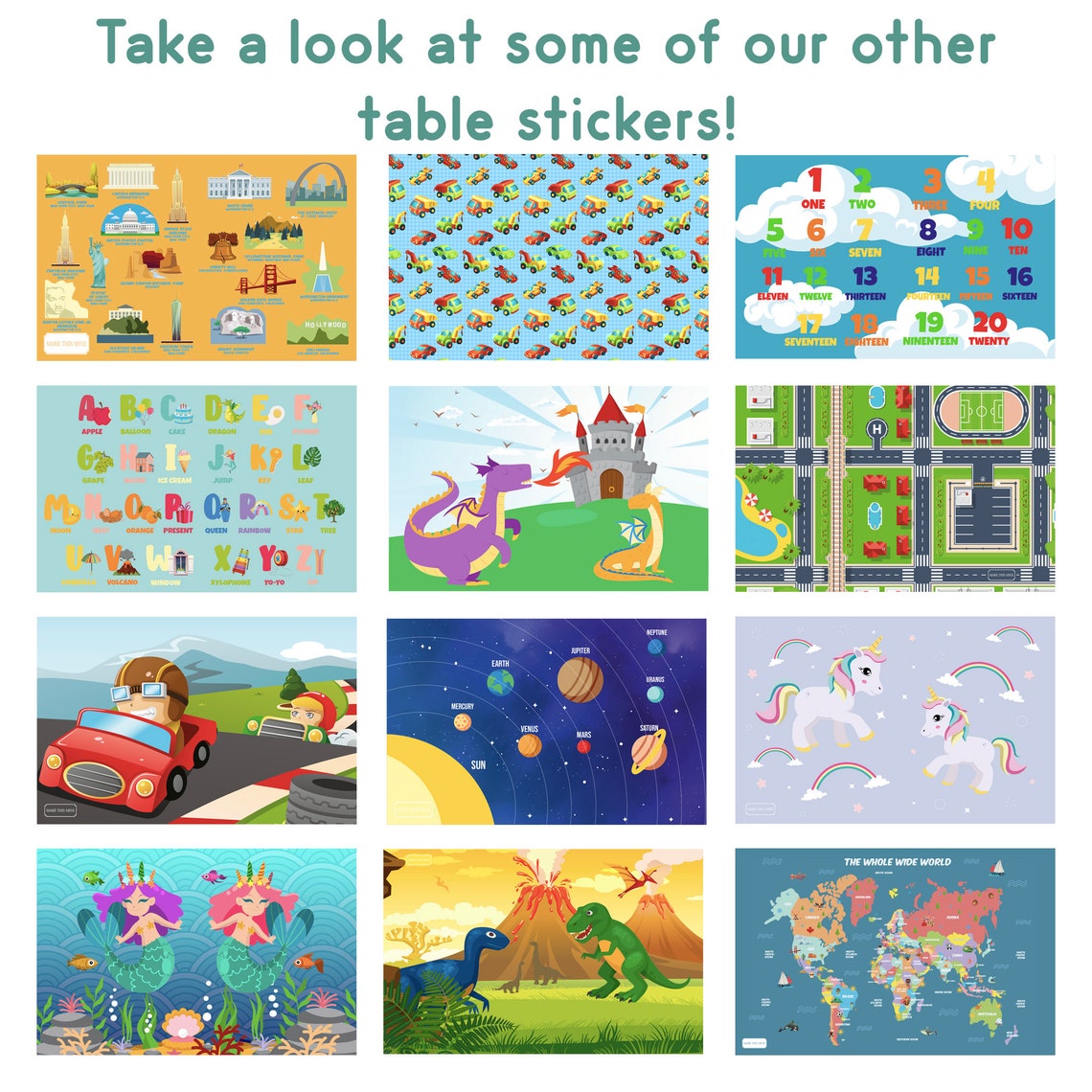 Kids Dinosaur Table Top STICKER ONLY Compatible With IKEA | Etsy