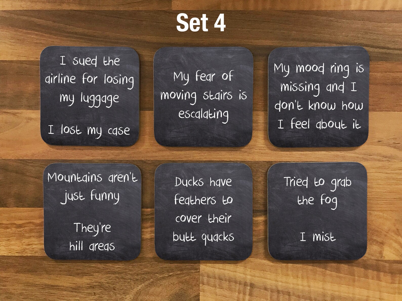 Funny Novelty Chalk Board Effect Coaster Pack of 6 4 Sets - Etsy UK
