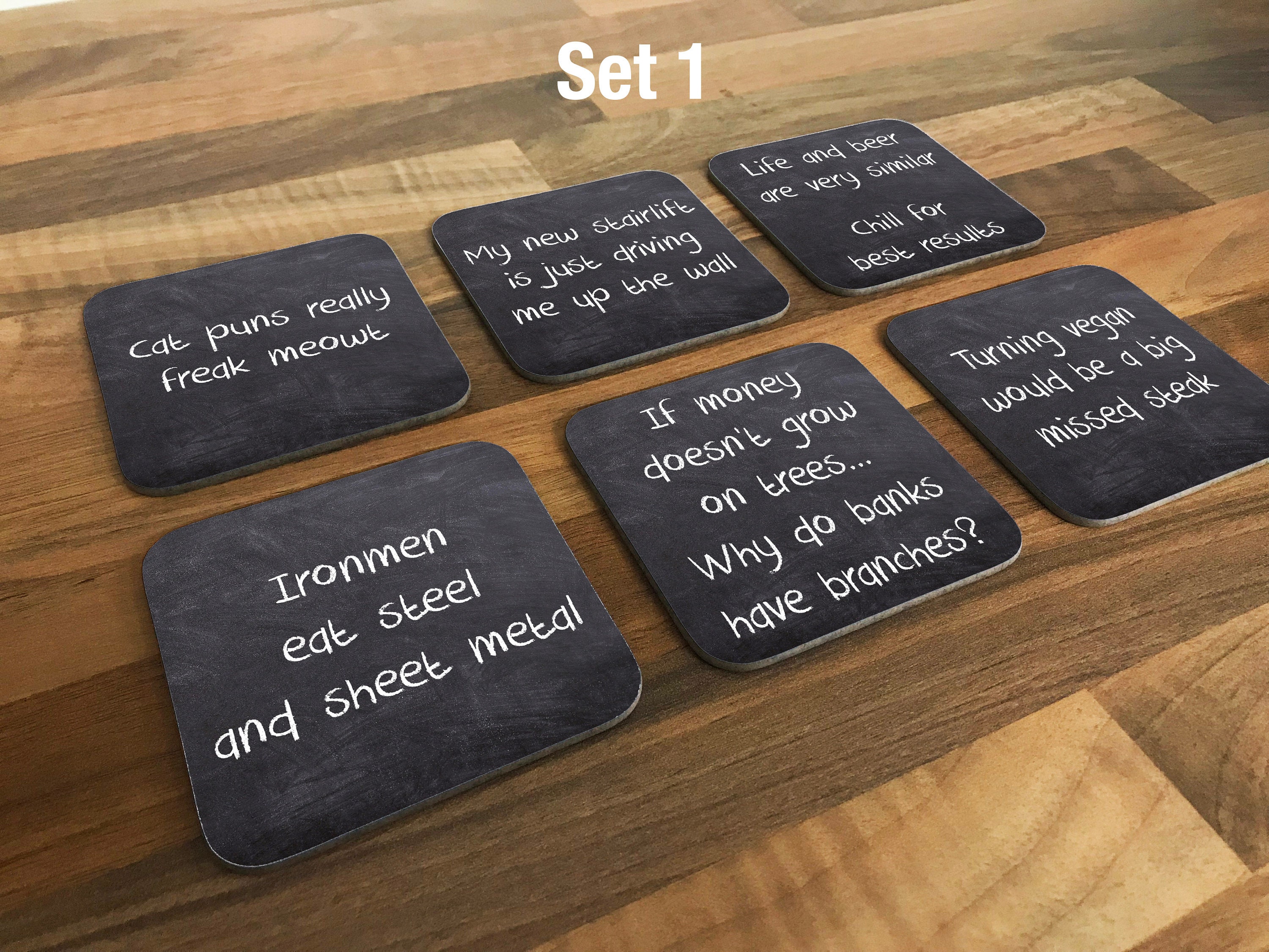Funny Novelty Chalk Board Effect Coaster Pack of 6 4 Sets - Etsy UK
