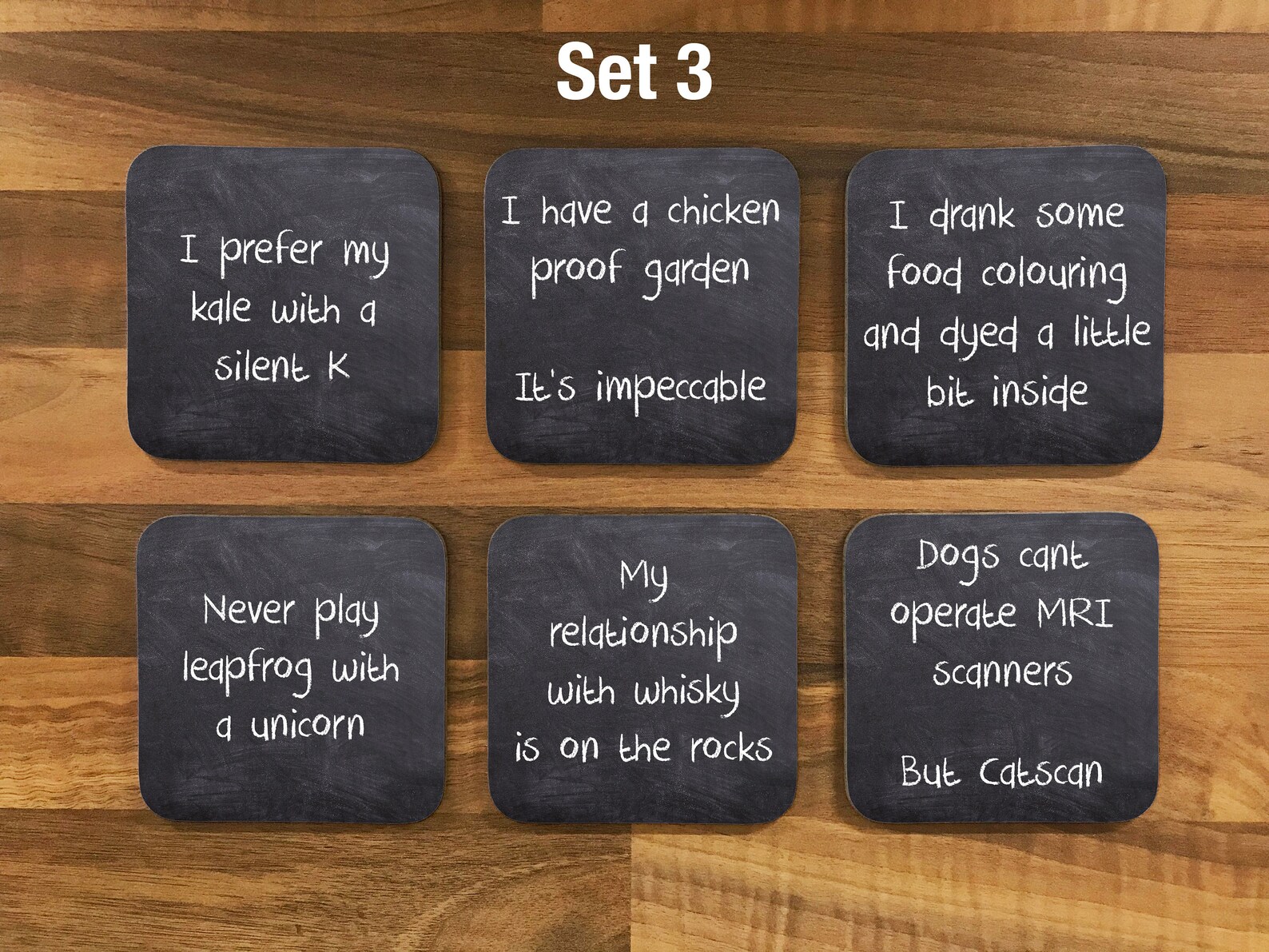 Funny Novelty Chalk Board Effect Coaster Pack of 6 4 Sets - Etsy UK