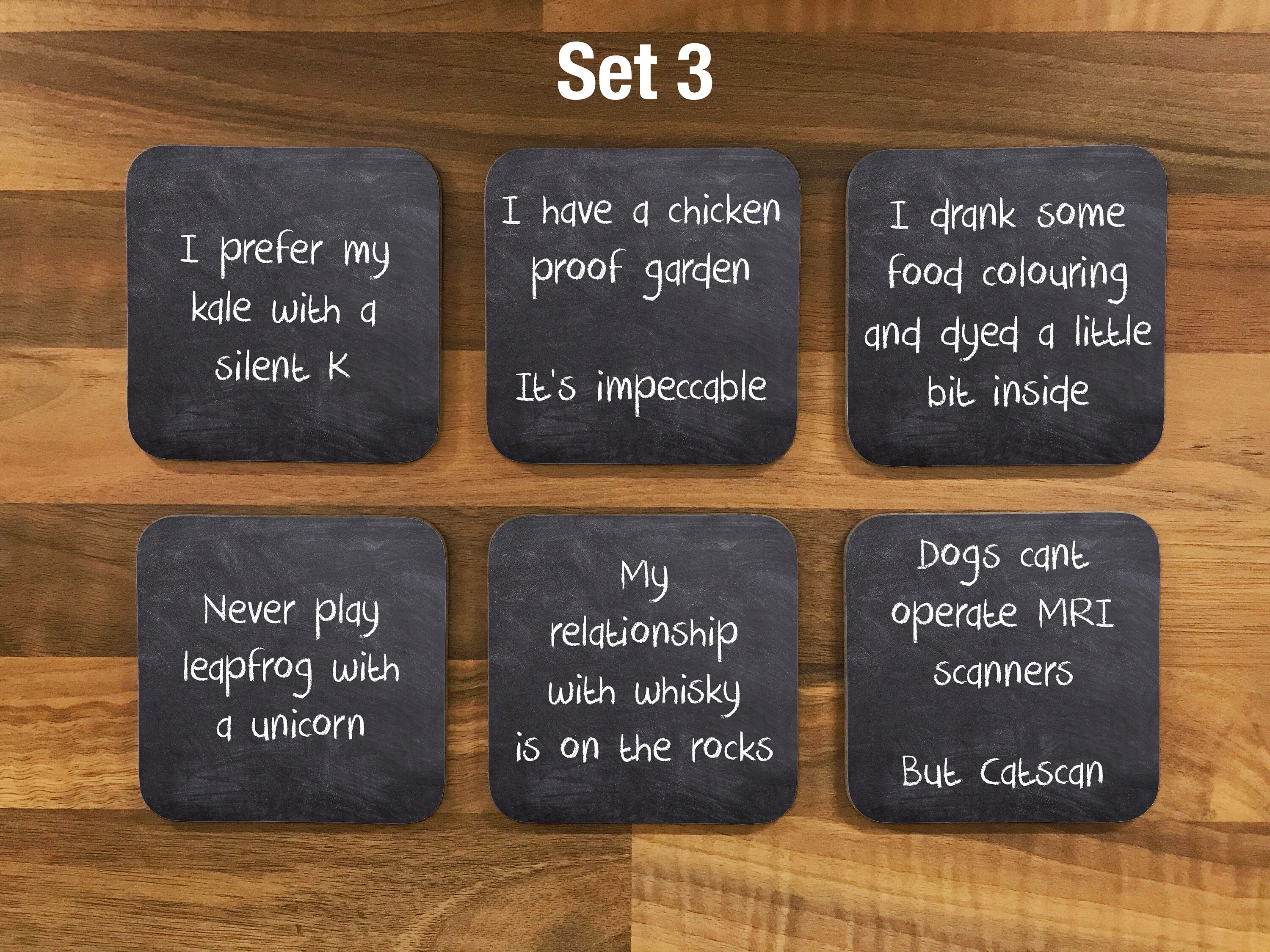 Funny Novelty Chalk Board Effect Coaster Pack of 6 4 Sets - Etsy UK