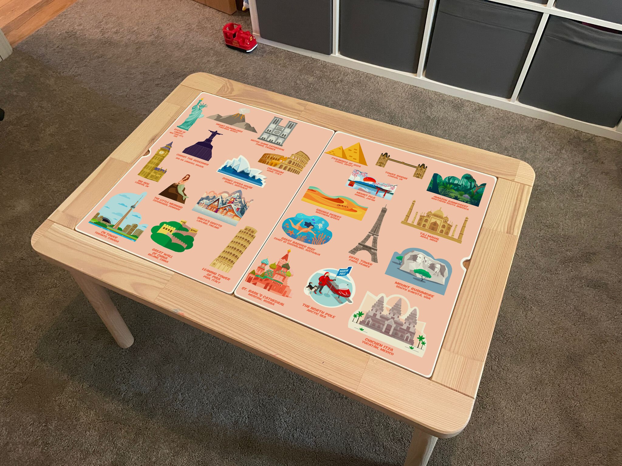 Kids World Landmark Table Top STICKER ONLY Compatible With IKEA Flisat ...