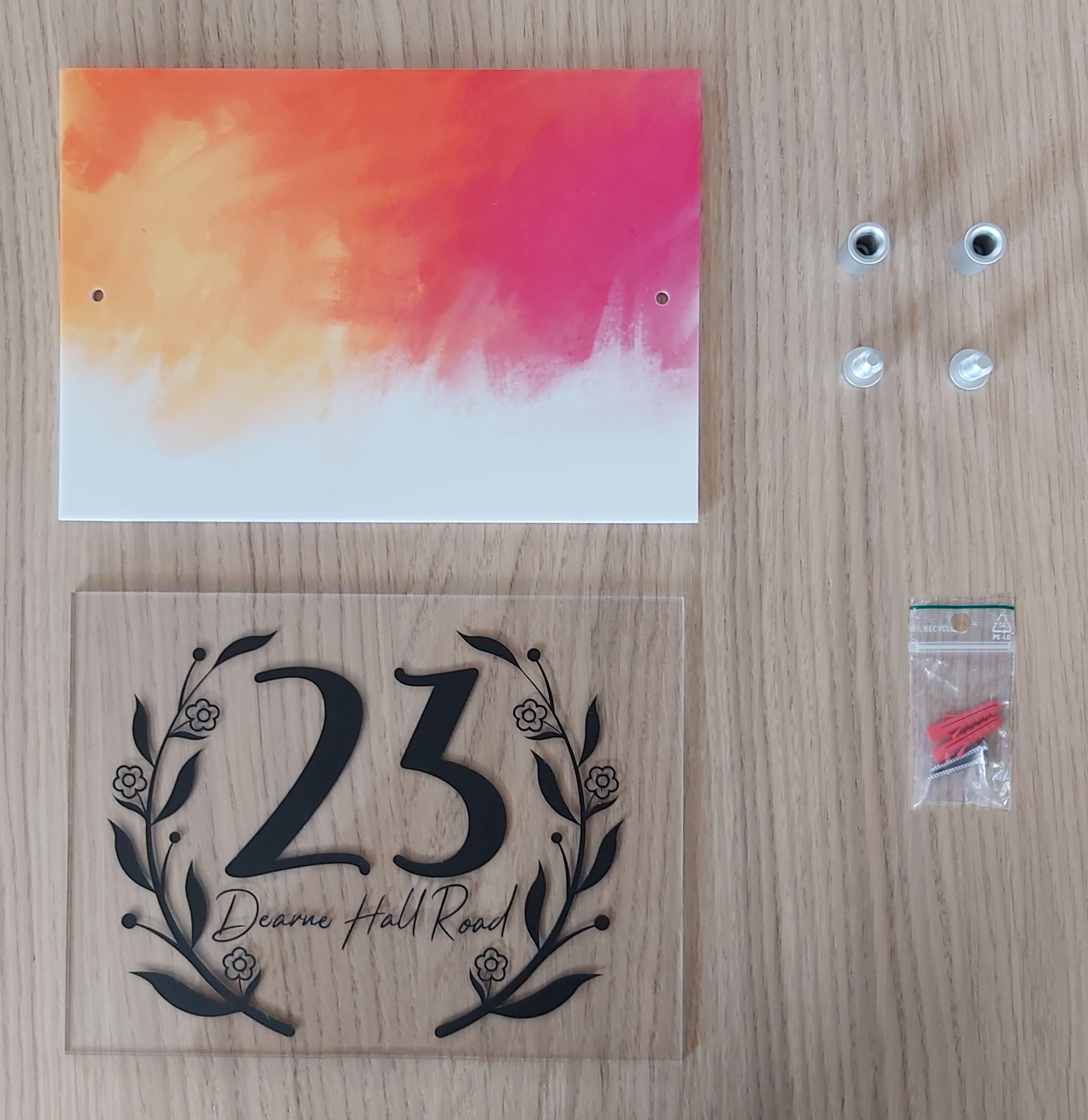 Personalised Perspex House Door Number Sign Lined Deco Hard-wearing ...